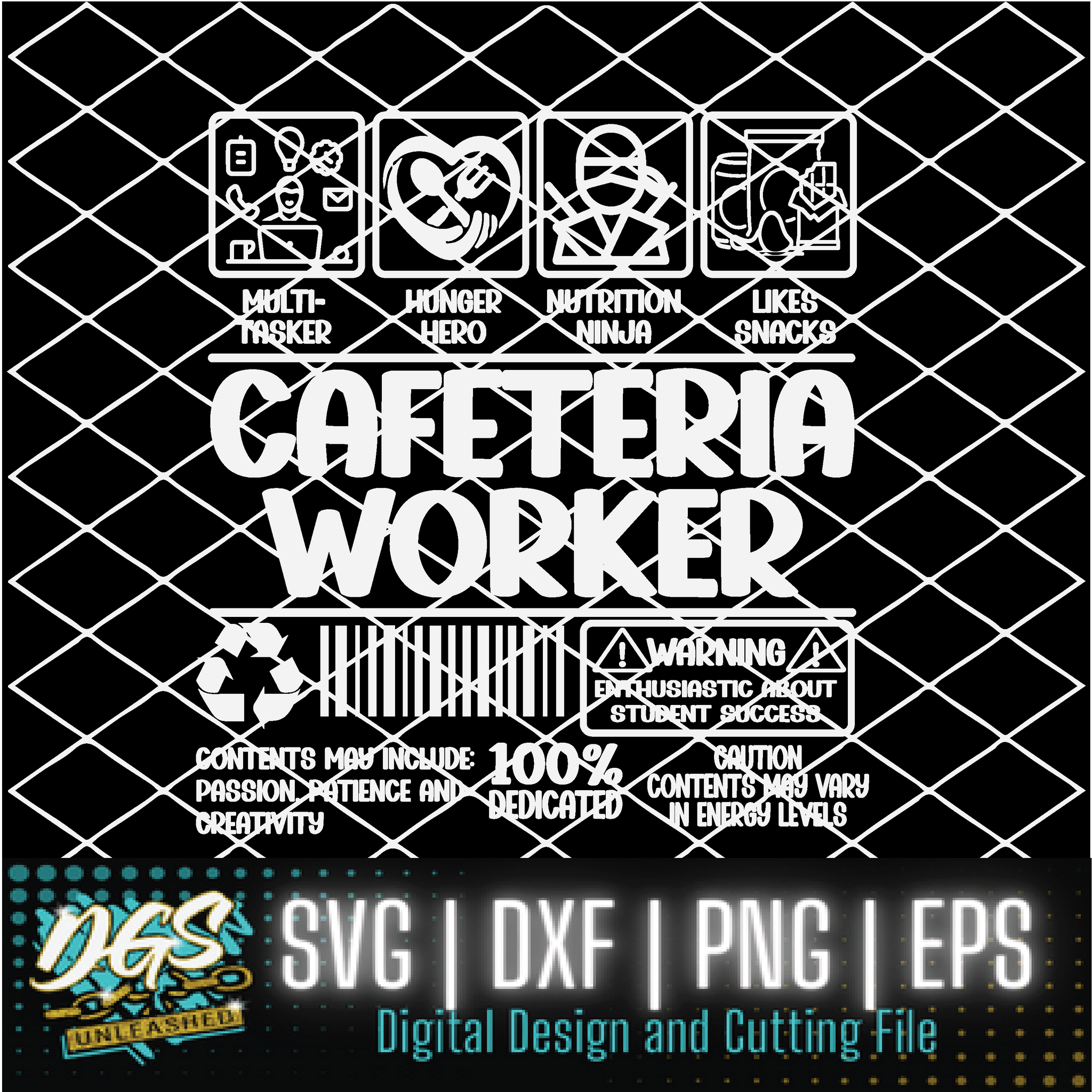 Cafeteria Worker Label SVG, DXF, PNG, and EPS Cricut-Silhouette Instan ...