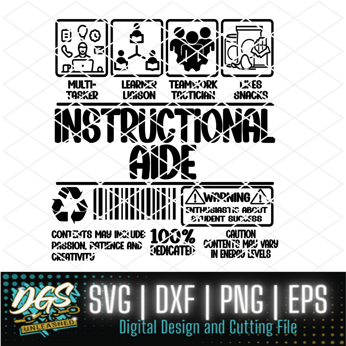 Instructional Aide Label SVG, DXF, PNG, and EPS Cricut-Silhouette Inst ...