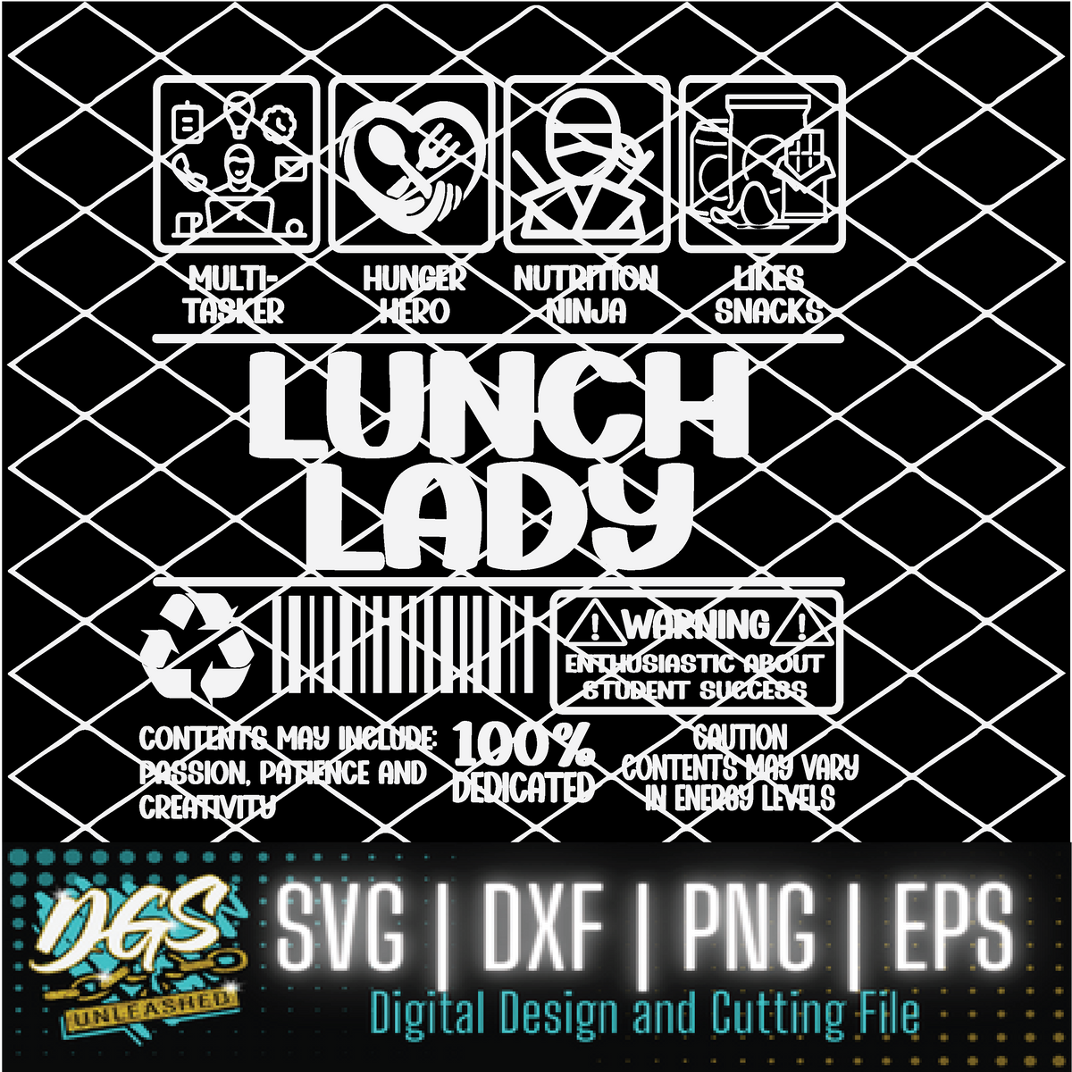 Lunch Lady Label SVG, DXF, PNG, and EPS Cricut-Silhouette Instant Digi ...