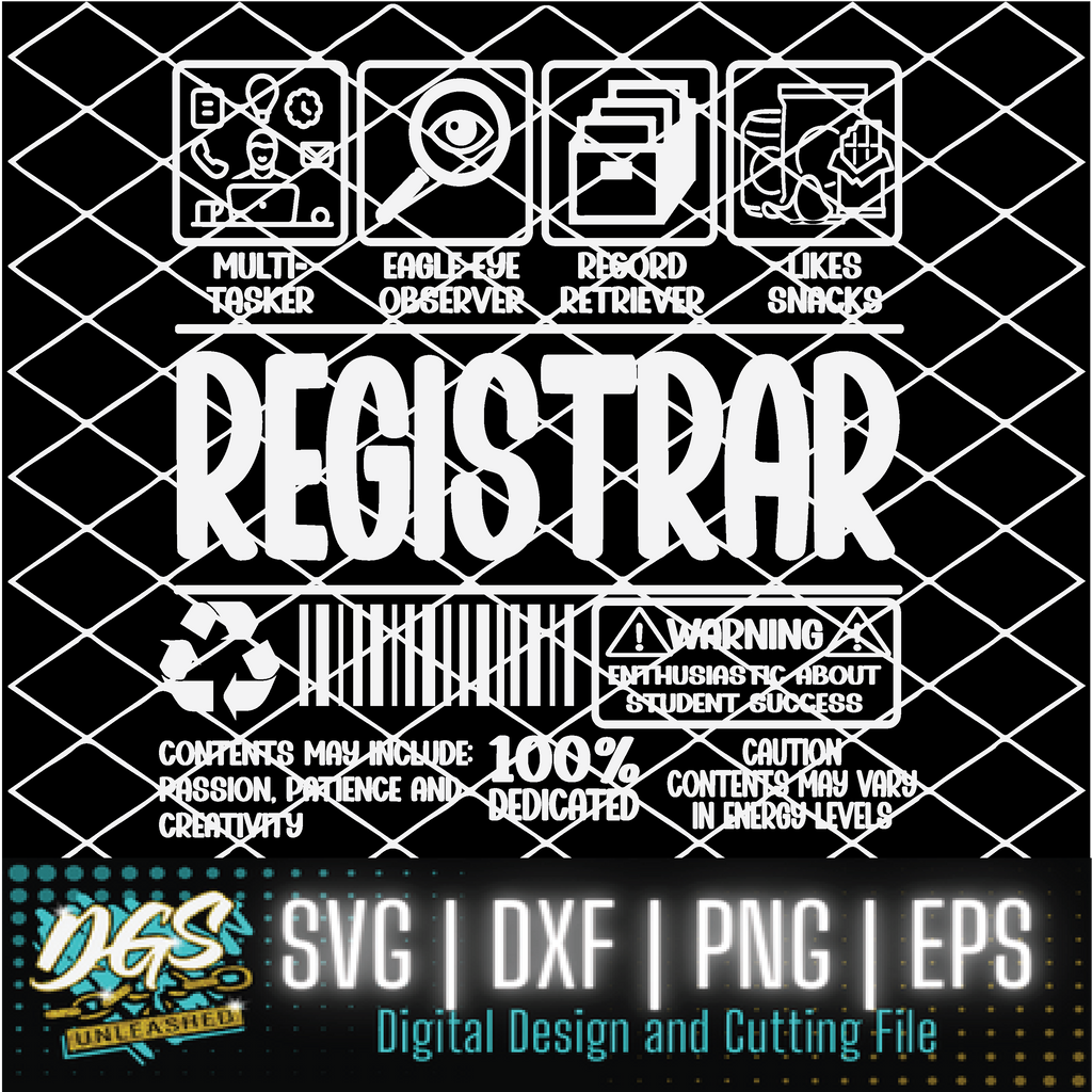 Registrar Label SVG, DXF, PNG, and EPS Cricut-Silhouette Instant Digit ...