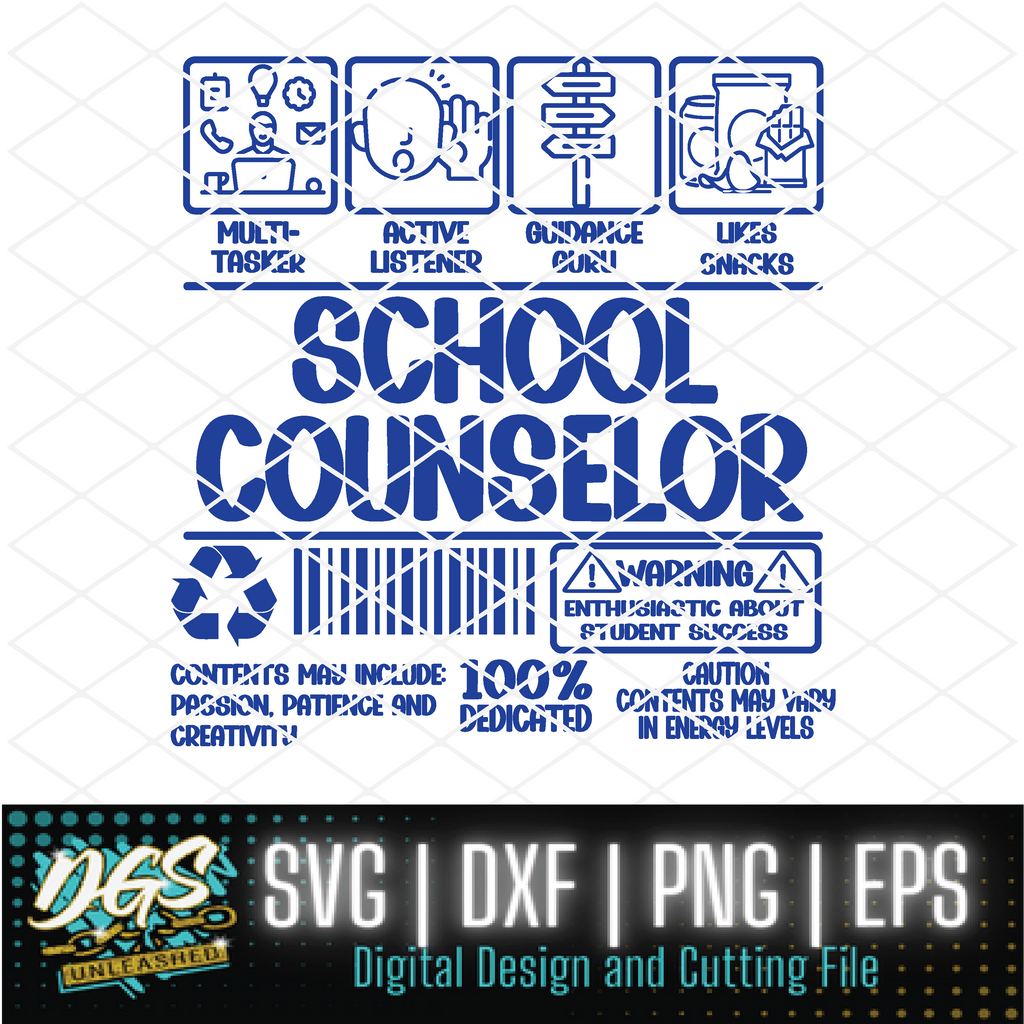 School Counselor Label SVG, DXF, PNG, and EPS Cricut-Silhouette Instan ...