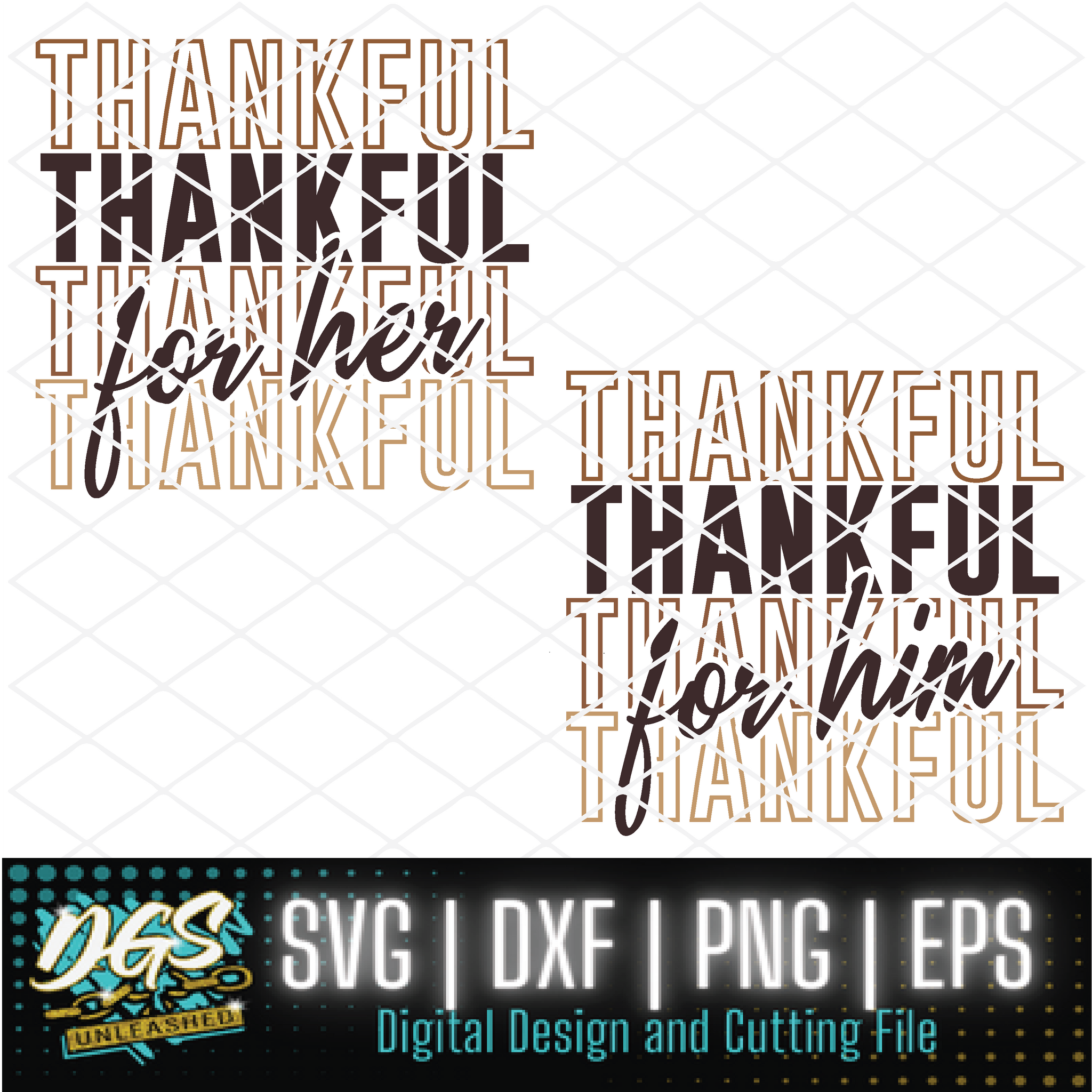 Thankful For Him/Her SVG, DXF, PNG, and EPS Cricut-Silhouette Instant ...