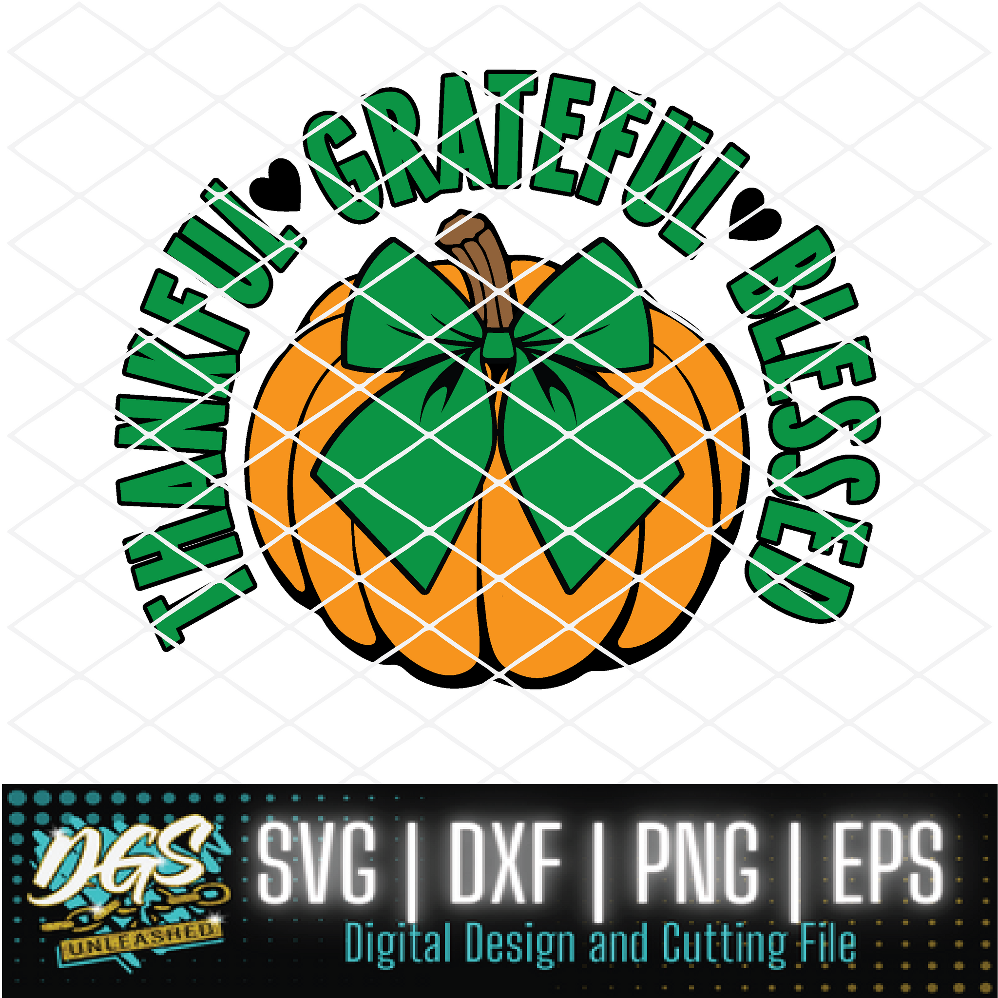 Thankful Grateful Blessed Pumpkin SVG, DXF, PNG, and EPS Cricut-Silhou ...
